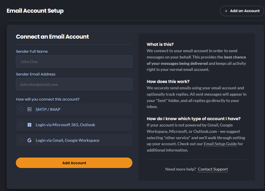 How Do I Add an Email Account for Investor Matching?